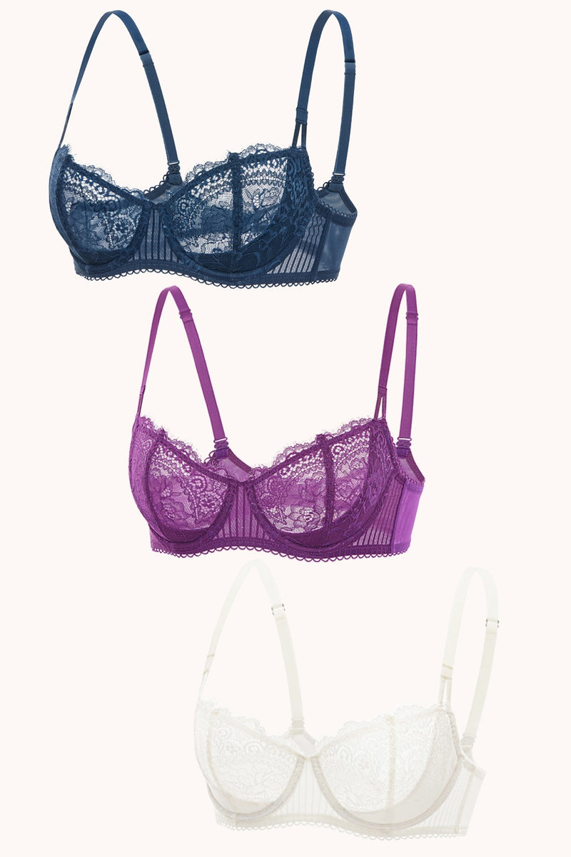 3 Pack Sexy Lace Push Up Balconette Bra – Dobreva